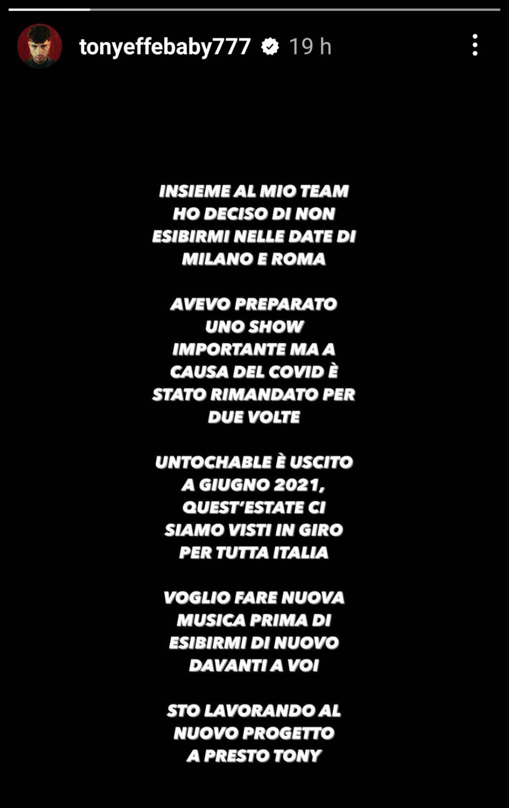 Tony Effe, annullati i concerti di Roma e Milano… ecco perché!